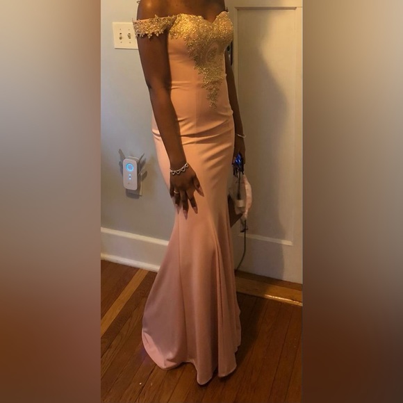 Dresses | Prom Dress Thats Tall Girl Friendly Light Pink With Gold ...